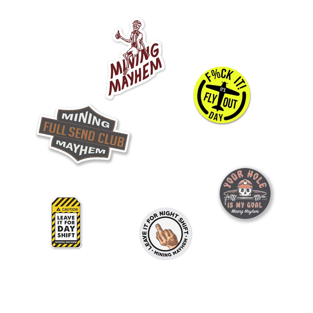 Sticker Pack - 6 x Hard Hat · Mining Mayhem